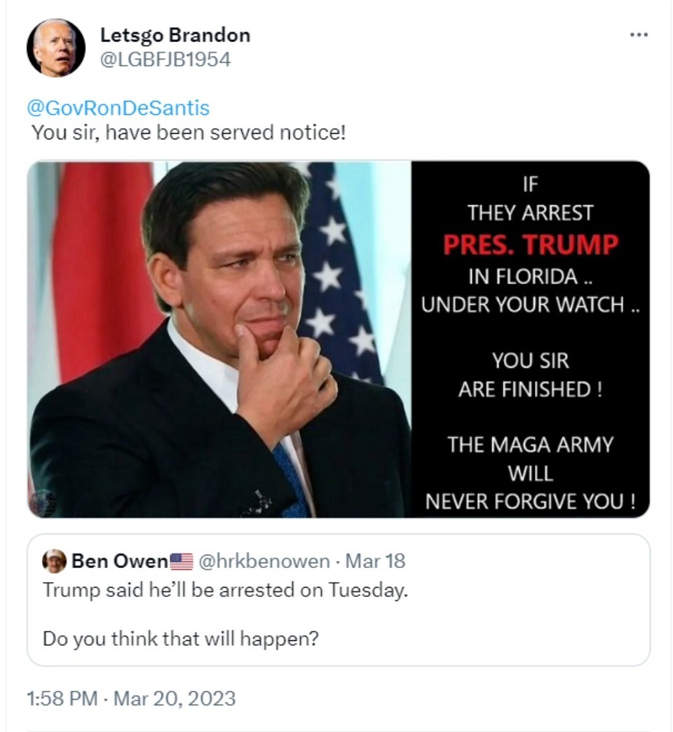 Letsgo Brandon Ron DeSantis tweet - Imgflip