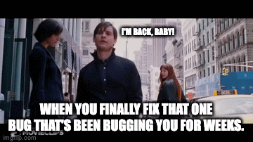 When you finally fix that one bug that's been bugging you for weeks ...