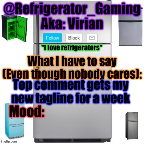 Image tagged in refrigerator announcement template - Imgflip