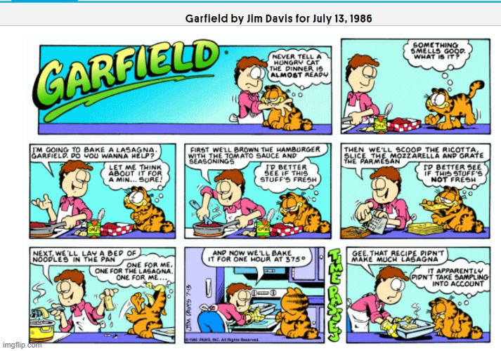 Garfield when do they call it oven original panel - Imgflip