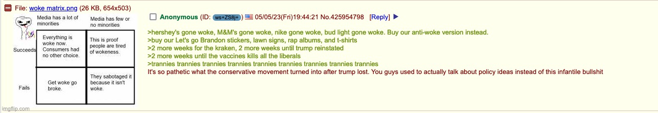 no way a person on /pol/ challenging the neo-conservative movement ...