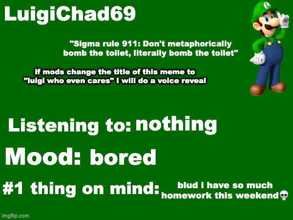 "luigi who even cares" - Imgflip