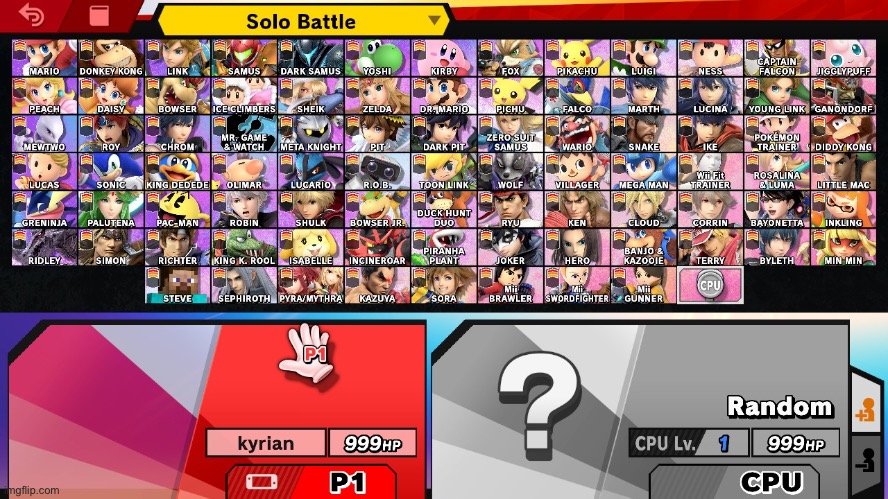 My Super Smash Bros Ultimate roster - Imgflip