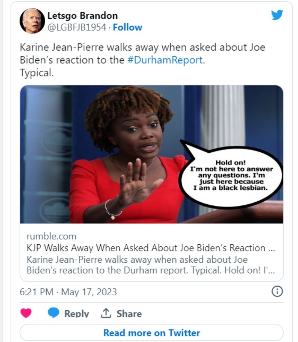 Letsgo Brandon Karine Jean-Pierre tweet - Imgflip