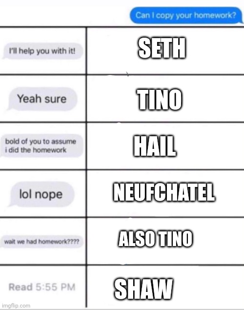 Can I copy your homework? Character template - Imgflip