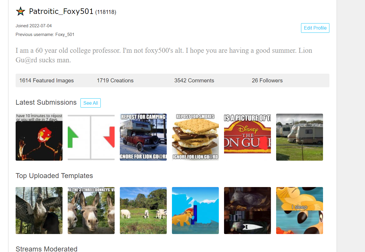Patroitic_Foxy501 profile Blank Template - Imgflip