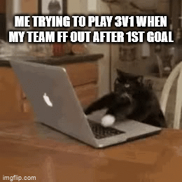 Me trying to frantically play goalie and striker when my team ff out after 1st goal - Imgflip