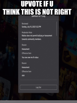 My first ban after playing mm2 with somebody - Imgflip