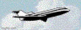 A pixelated plane flying though the sky, RIP the creator of this gif ...