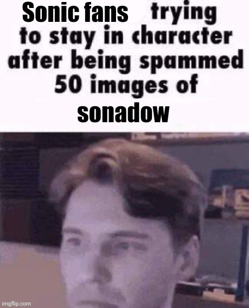 X trying to stay in character after being spammed 50 images of Y - Imgflip