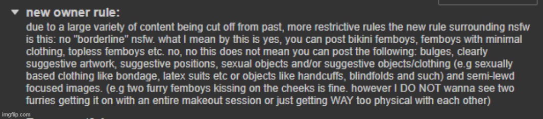 the old owner is back, yay. anyway here's the new rule to appease ...