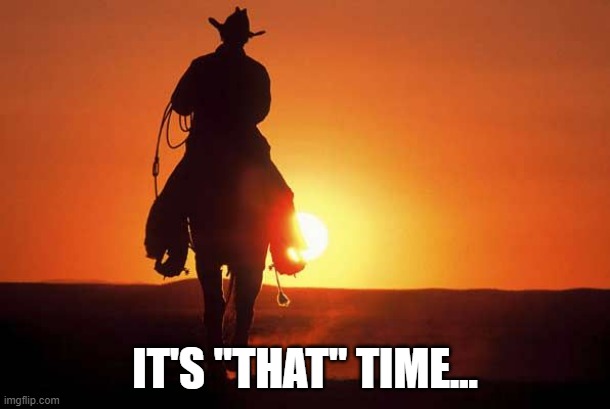 Cowboy Rides into Sunset - Imgflip