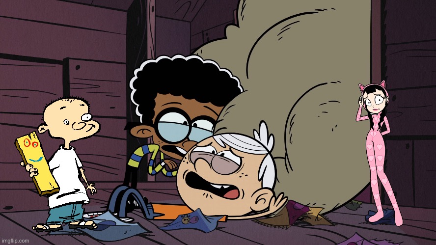 Jonny 2x4 and Nat Help Lincoln and Clyde Push the Bag Out - Imgflip