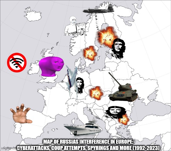 The map of incidents, conflicts and dispute Russia had with European ...