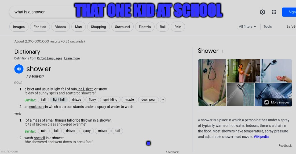 Google; What is a shower - Imgflip