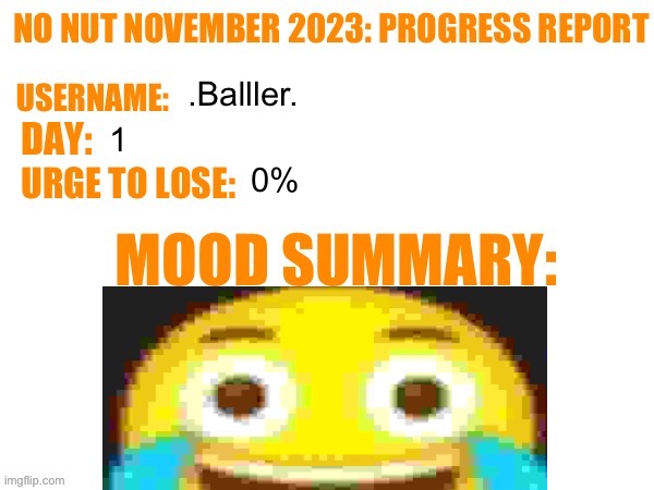 No Nut November 2023 Progress Report - Imgflip