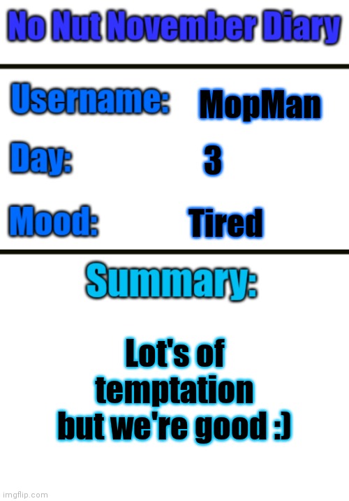 No Nut November Diary - Imgflip