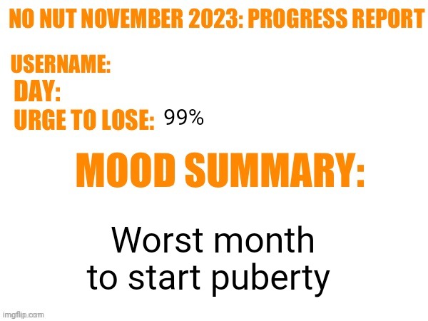 No Nut November 2023 Progress Report - Imgflip