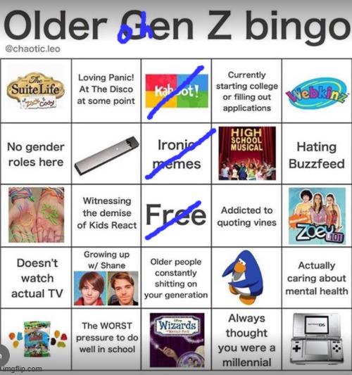 Older gen Z bingo - Imgflip