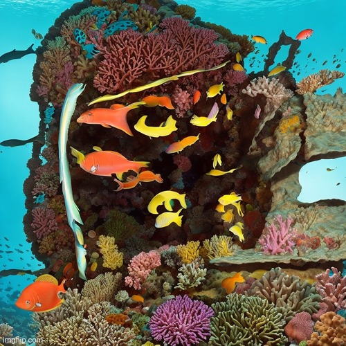 Whoa! This coral reef is so amazing! I hope that this reef doesn't have ...