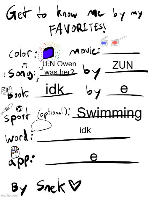 get to know me by my favorites - Imgflip