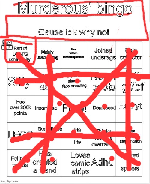 Murderous bingo (fixed version) - Imgflip