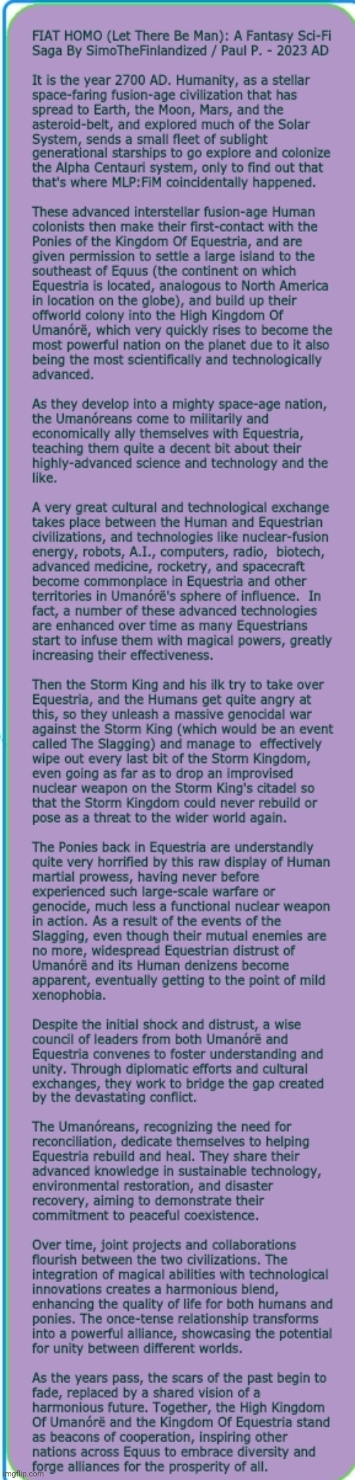 FIAT HOMO (Let There Be Man) - A Fantasy Sci-Fi Saga By SimoTheFinlandized/Paul P. - 2023 AD ...