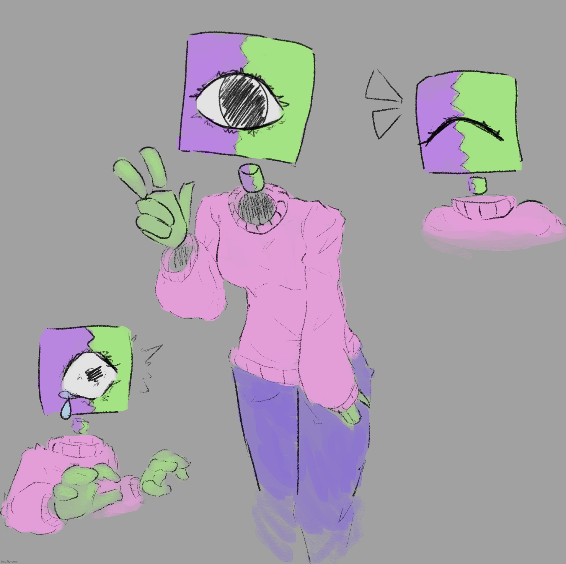 quick, delted is asleep, have my drawings of his oc - Imgflip