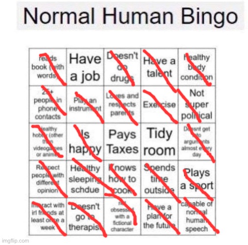 Normal human bingo - Imgflip