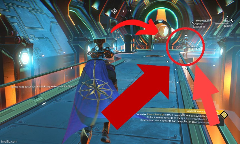 can you see it? in the corner of the frame, barely visible on camera, a white a-posing traveler ...