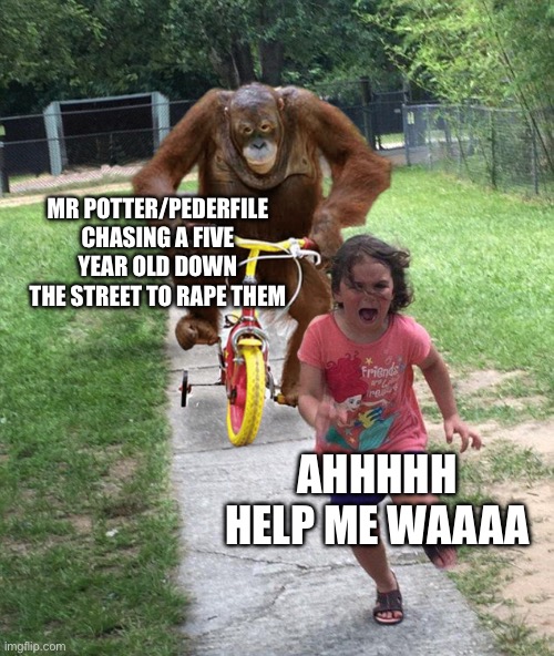 Orangutan chasing girl on a tricycle - Imgflip