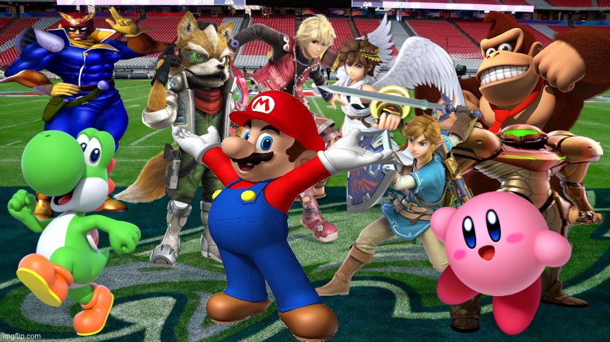 Nintendo characters at the super bowl - Imgflip