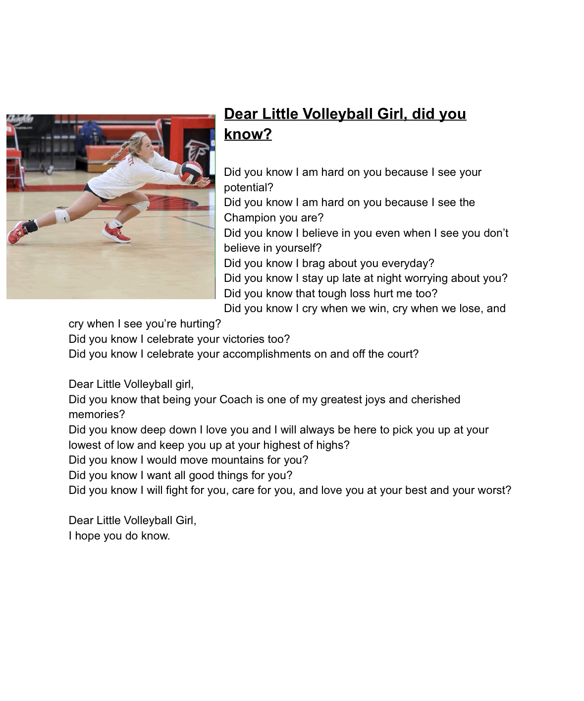 Dear Little Volleyball Girl, did you know? Memes - Imgflip