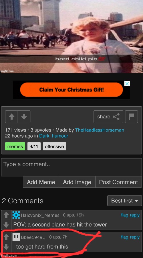 Dark humor stream doing its thing again ( mod note: “Hard” child pic) - Imgflip