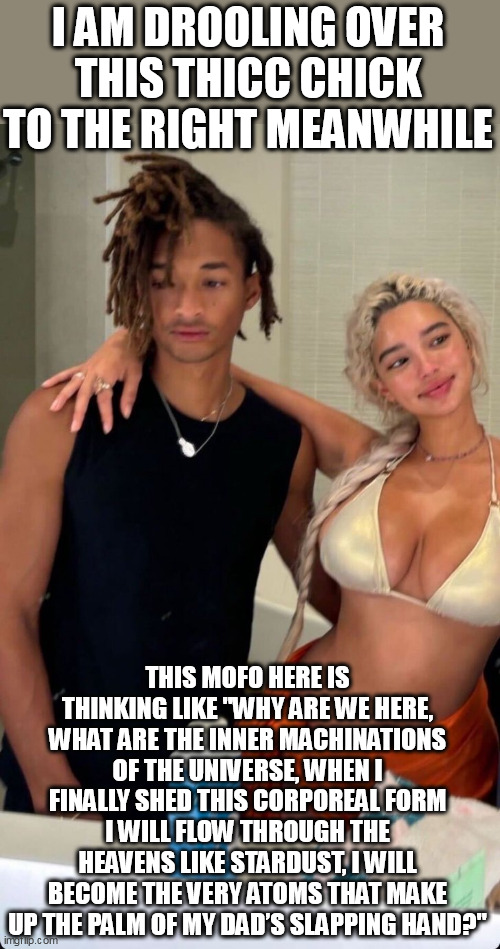 I am drooling over this thicc chick to the right meanwhile - Imgflip