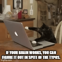 If your brain works, you can figure it out in spite of the typos. - Imgflip