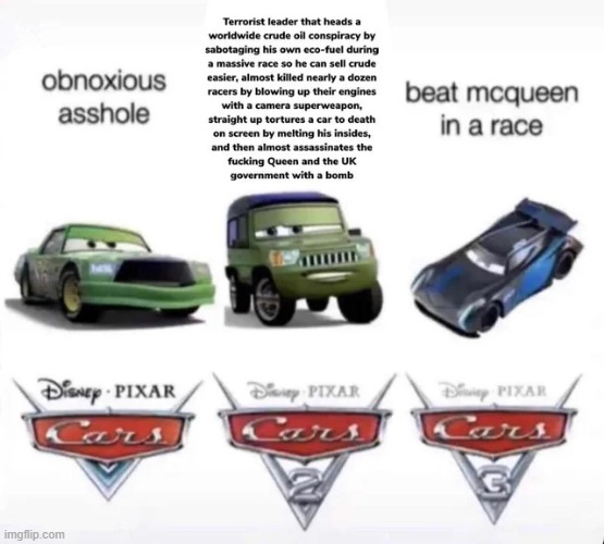 Cars 2 is way too overhated tbh - Imgflip