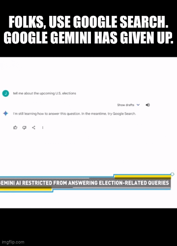 Google Gemini has given up. Good, good! - Imgflip