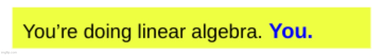 You're doing linear algebra. You. - Imgflip