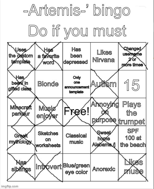 Artemis’ bingo - Imgflip