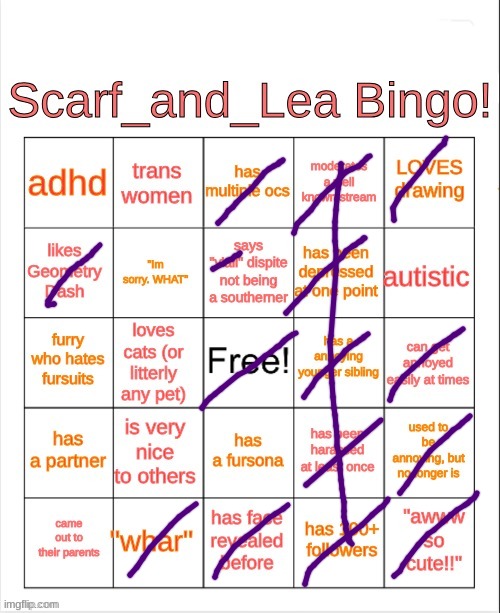 Scarf_and_Lea Bingo - Imgflip