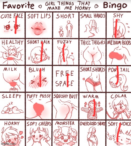 Favorite Girl Things that Make Me Horny Bingo - Imgflip