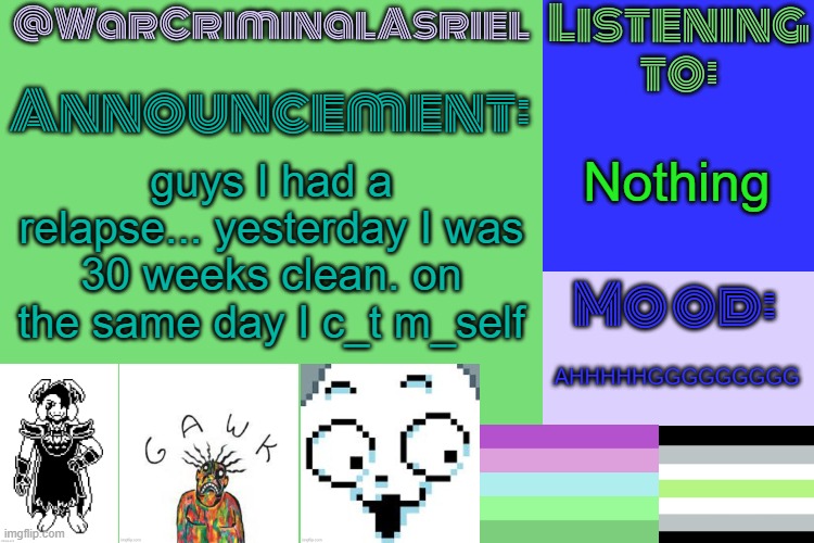 WarCriminalAsriel's Announcement temp by emma - Imgflip