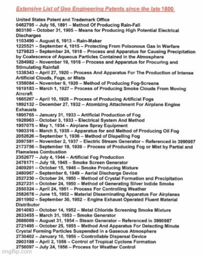 Weather Modification Patent Extensive 12 page List - Imgflip