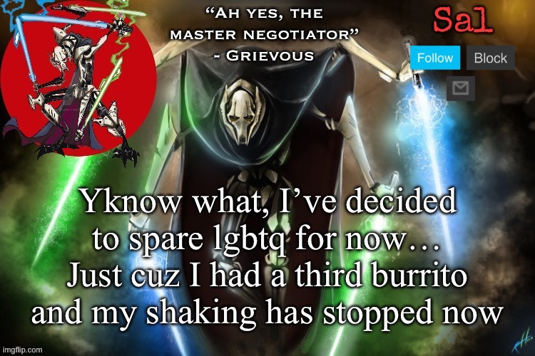 Sal’s Grievous temp - Imgflip