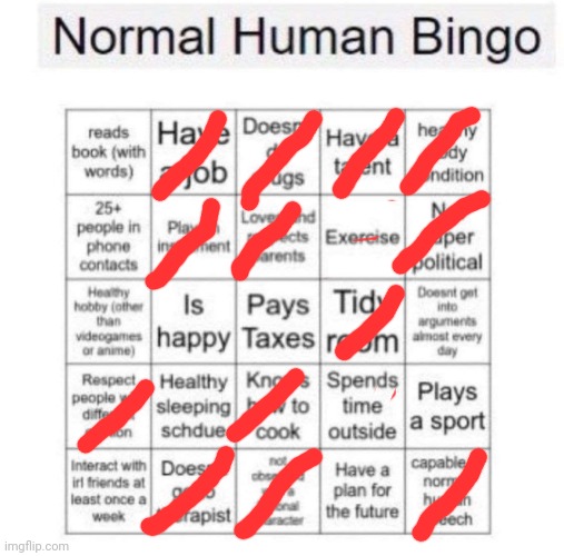 Normal human bingo - Imgflip