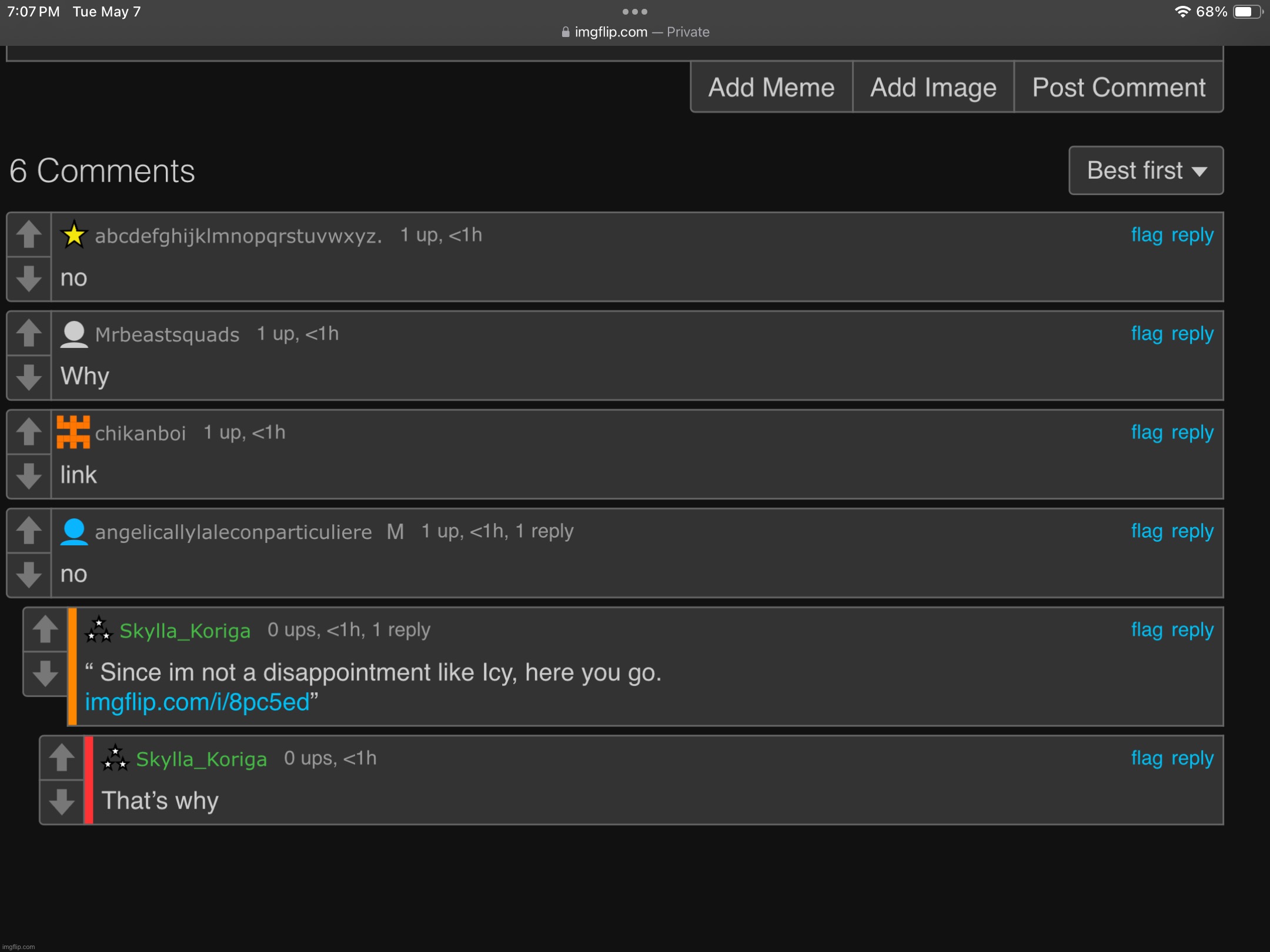 Mods, please ban qwerty and abc - Imgflip