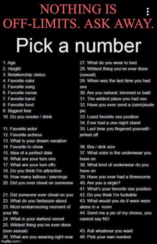 Pick A Number - Imgflip