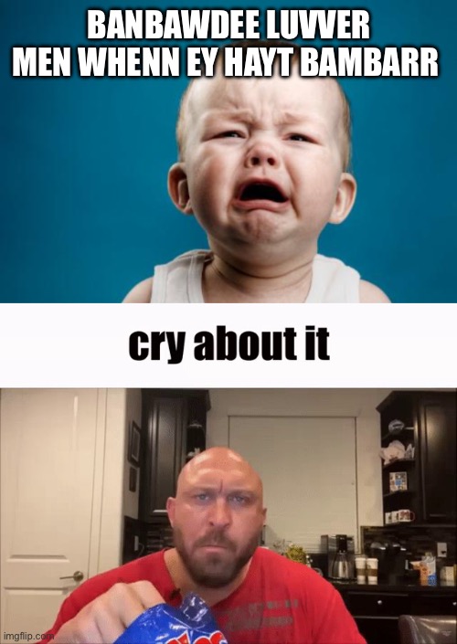 Image tagged in crybaby,cry about it - Imgflip