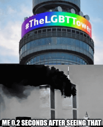 It's not Twin towers, its LGBTQ tower - Imgflip